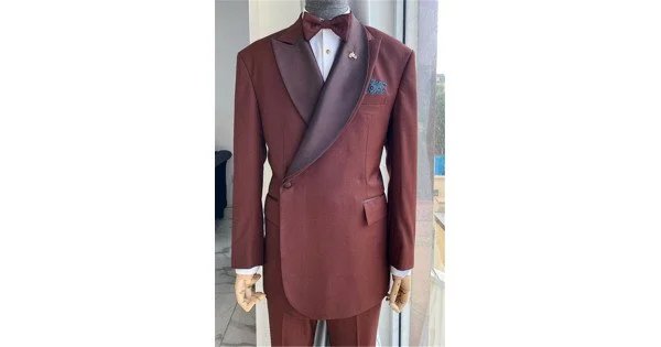 Cooper New Arrival Burgundy Best Fitted Men Suits for Party