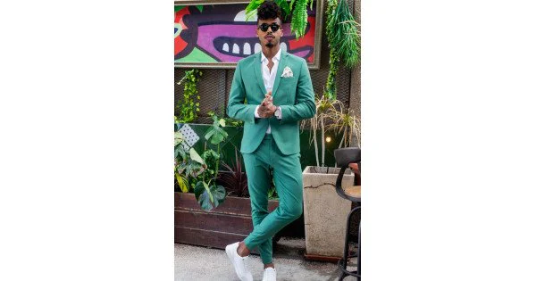Jacob Modern Close Fitting Green Two Pieces Prom Suit