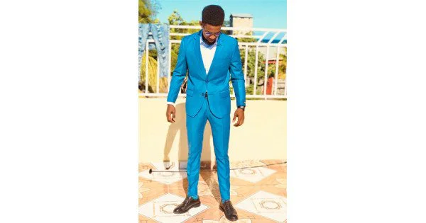 William Ocean Blue Modern Two Pieces Men Suit
