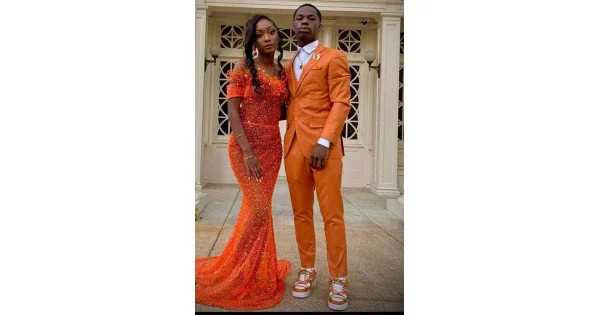Stylish Orange Three Pieces Notched Lapel Slim Fit Prom Suits
