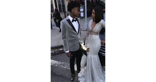 Fashion Silver Sequins Men Suits | Peaked Lapel Two Piece Prom Outfits