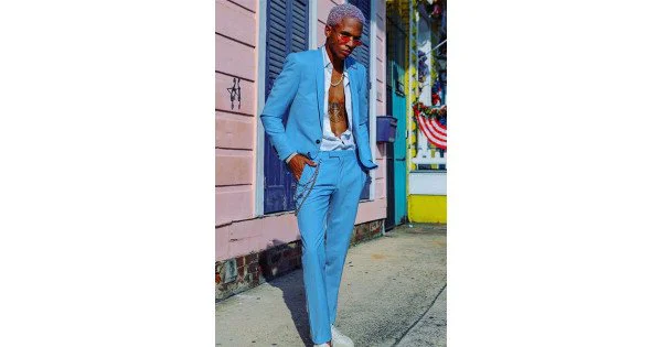 Chic Blue Shawl Lapel One buttonss Best Fitted Chic Prom Men's Suit
