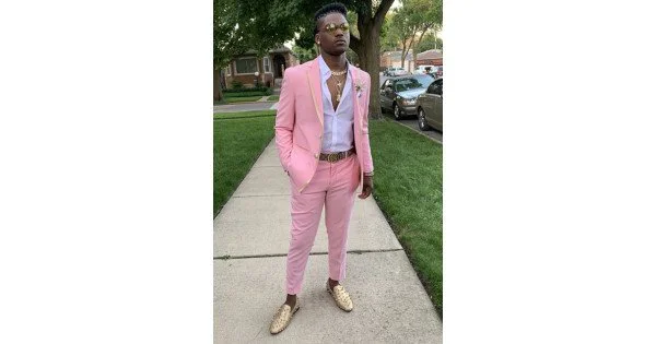 Ethan Modern Pink Close Fitting Two Pieces Prom Outfits for Boys