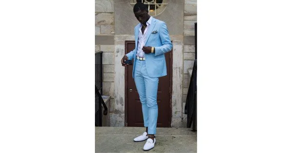 Brayden Blue Notched Lapel Fashion Two Pieces Prom Suits