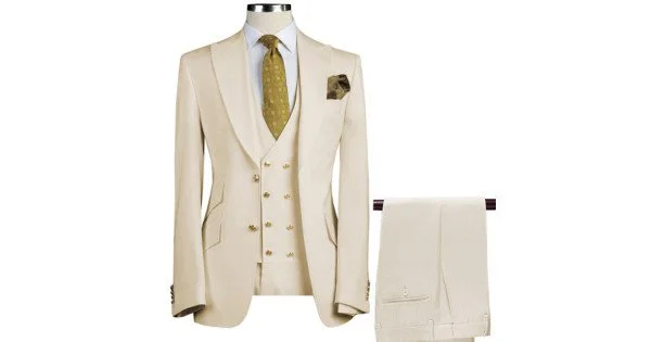Alexander Light Champagne Three Pieces Close Fitting Men Suits