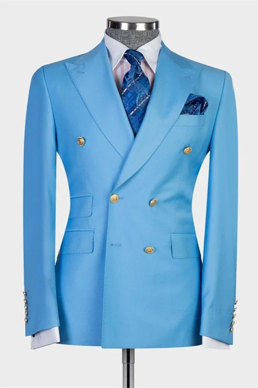 Kyle Ocean Blue Double Breasted Best Fitted Men Suit