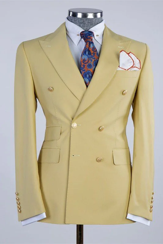 Sebastian Modern Gold Double Breasted Bespoke Men Suit
