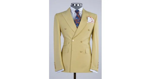 Sebastian Modern Gold Double Breasted Bespoke Men Suit